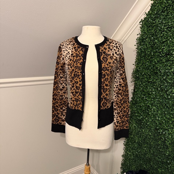 RED Valentino | Sweaters | Red Valentino Leopard Print Cardigan Black ...